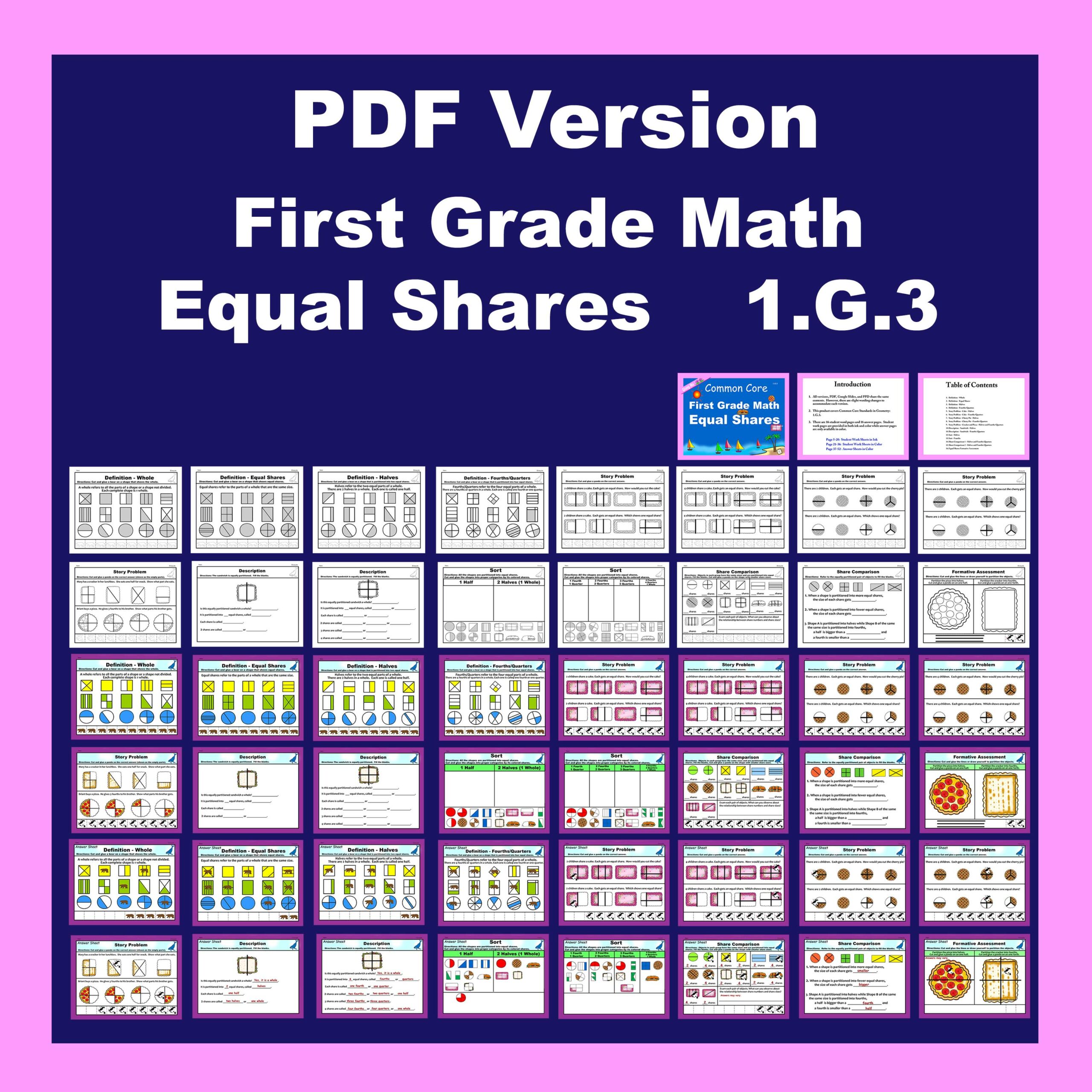 First Grade Math Geometry Equal Shares 1.G.3 | Made By Teachers
