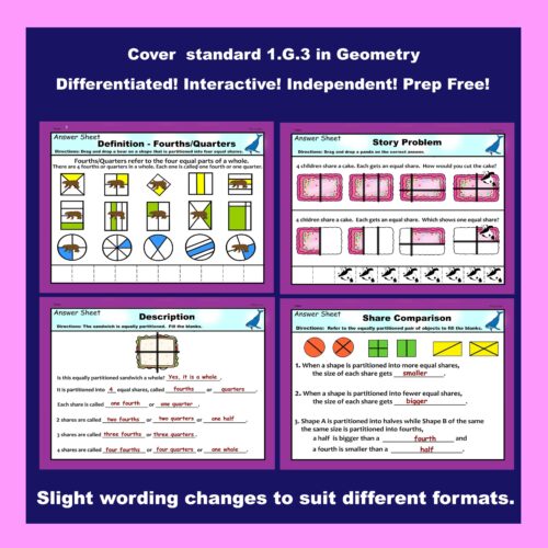 First Grade Math Geometry Equal Shares 1.G.3 | Made By Teachers