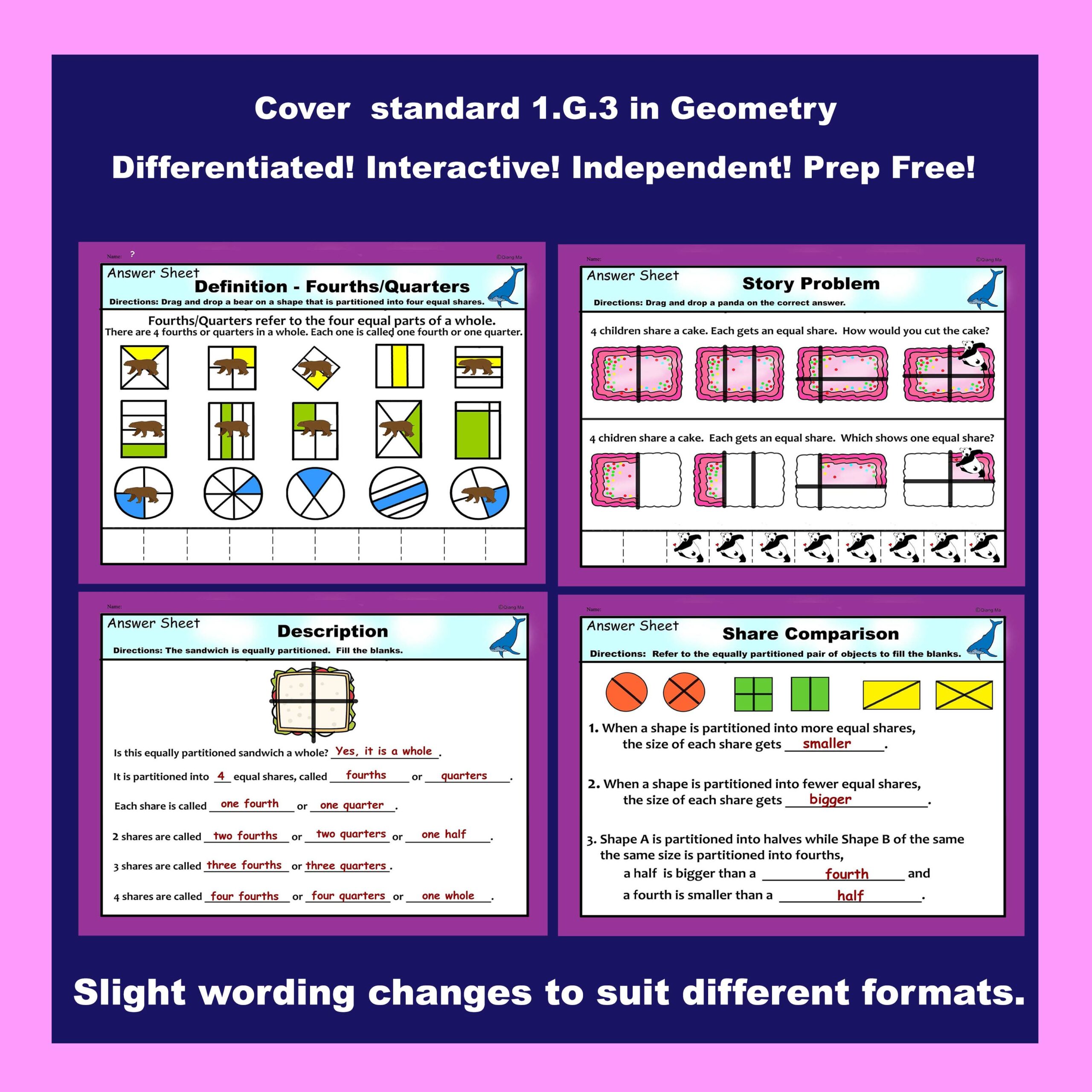 First Grade Math Geometry Equal Shares 1.G.3 | Made By Teachers
