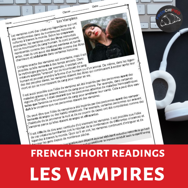 Free short French reading passage - Vampires | Made By Teachers