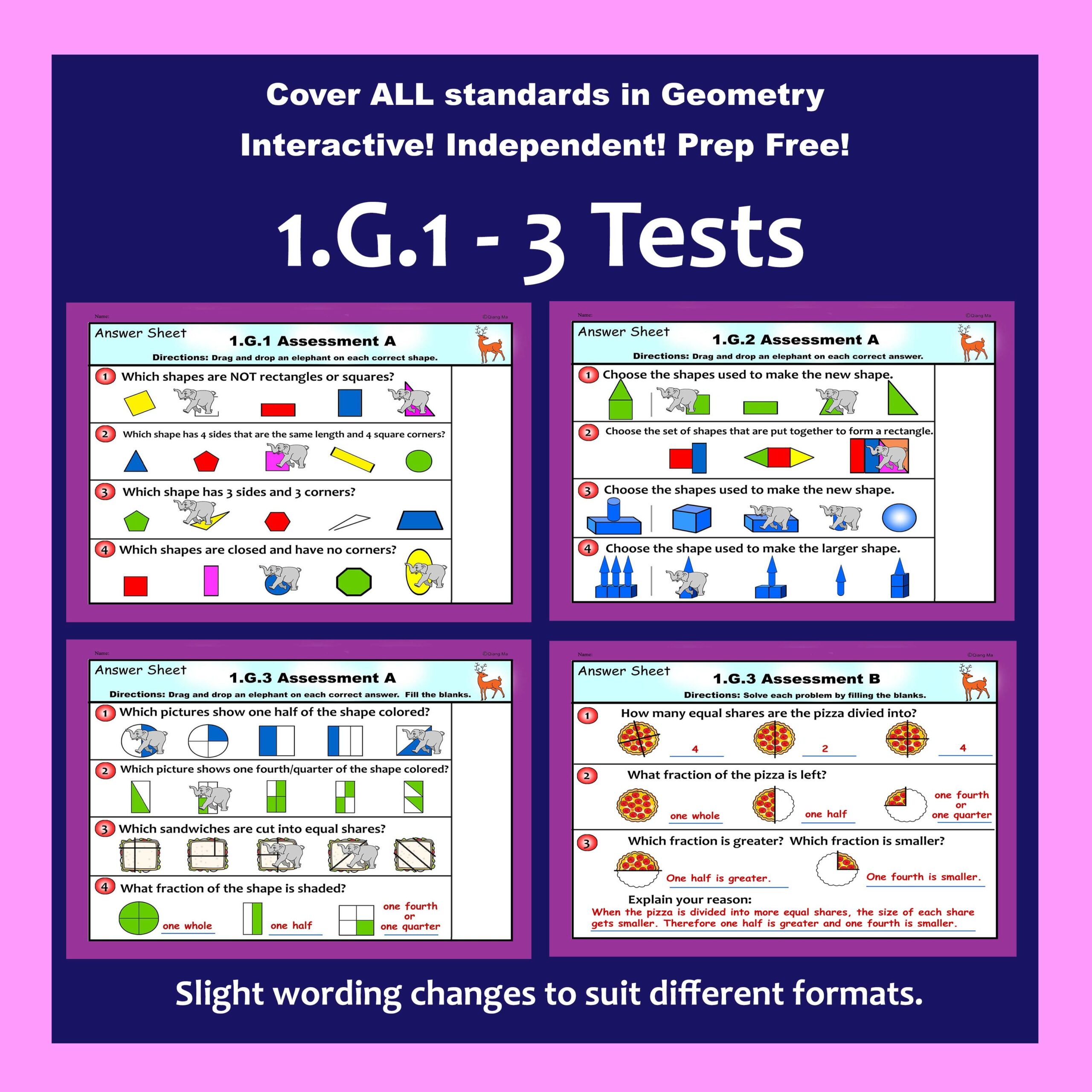 First Grade Math Geometry 1.G Tests | Made By Teachers