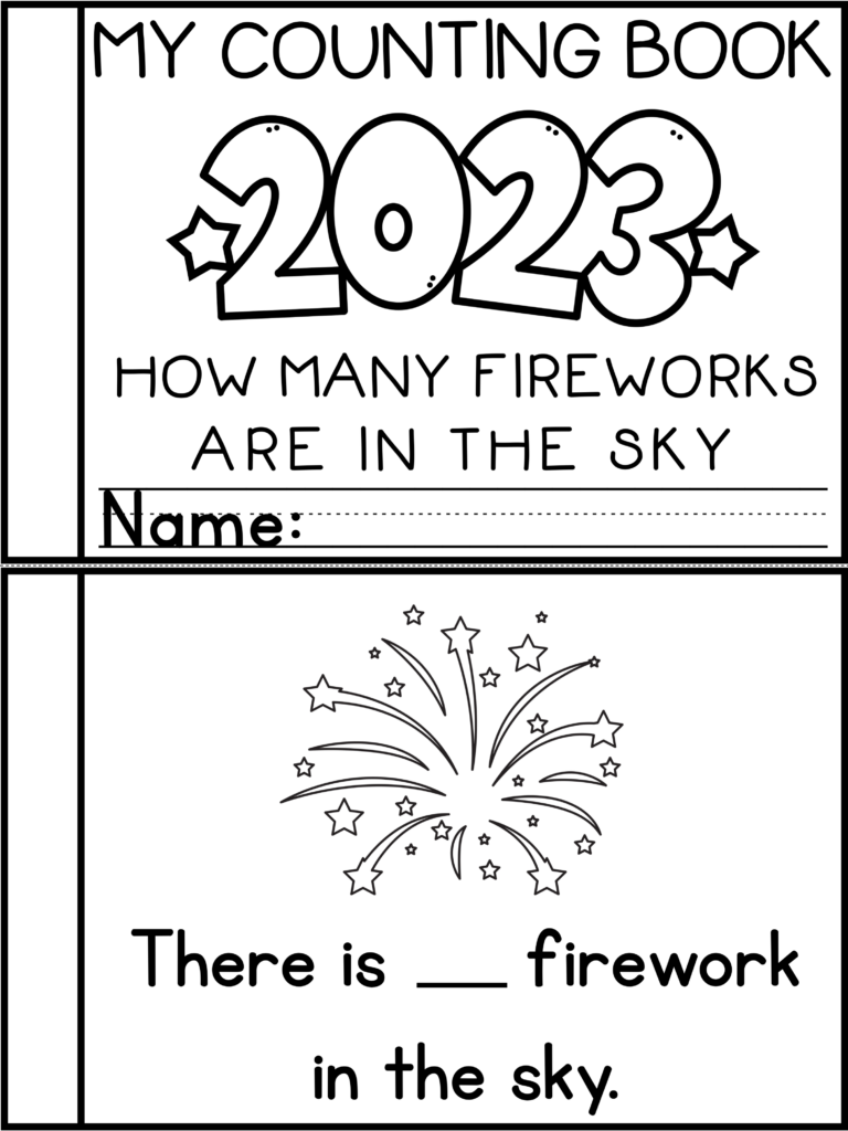 New Years 2023 Kindergarten Math Activity Counting 1-10 Mini Book ...