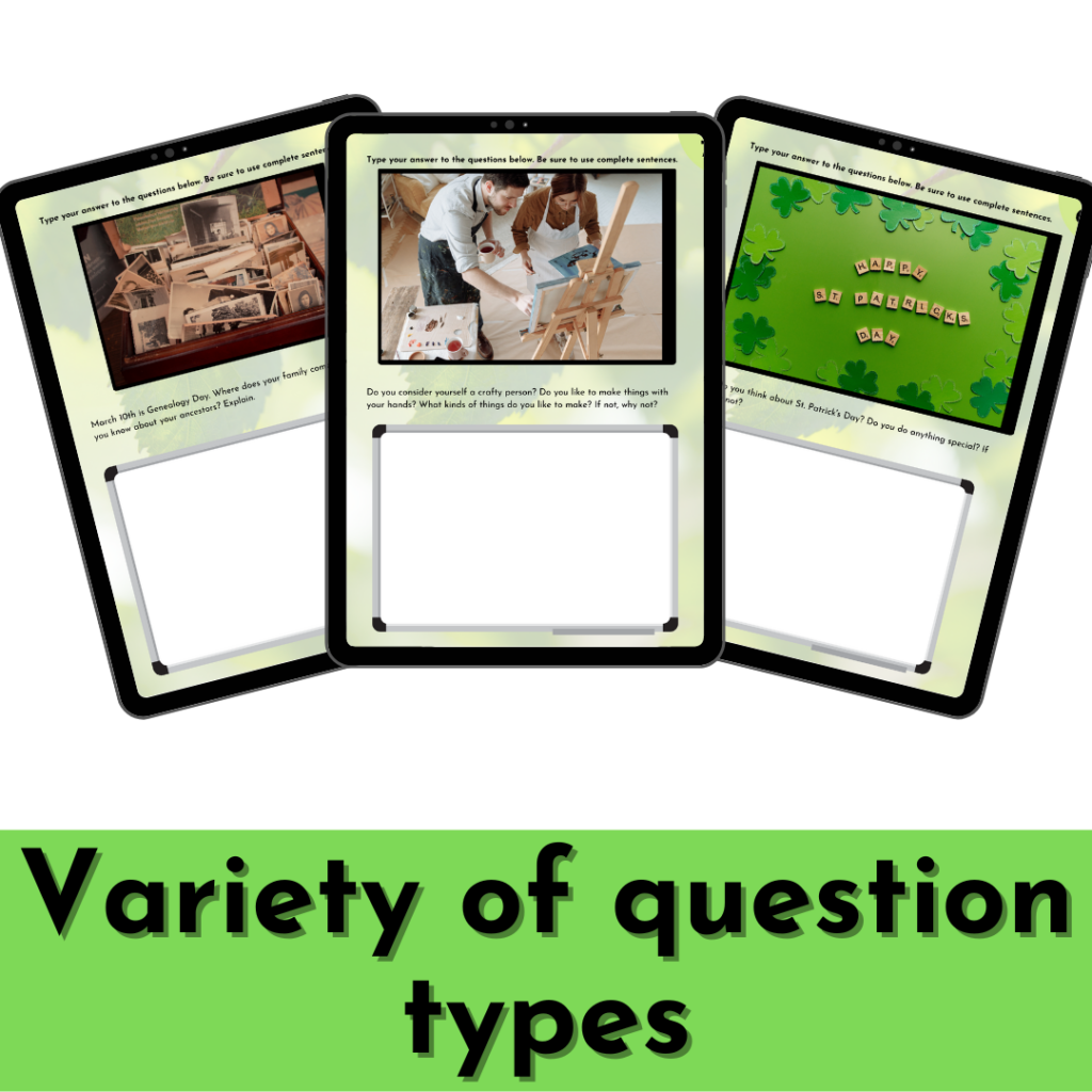 MARCH ESL BELL RINGERS/WRITING PROMPTS W/PICTURES | Made By Teachers