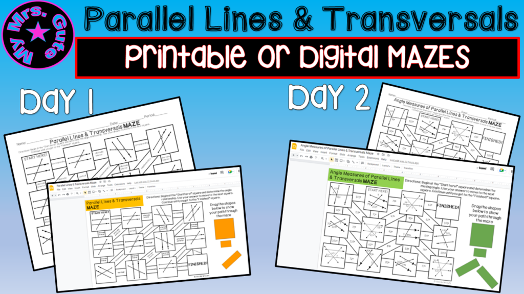 Parallel Lines & Transversals Angle Relationships Math Notes Worksheet ...