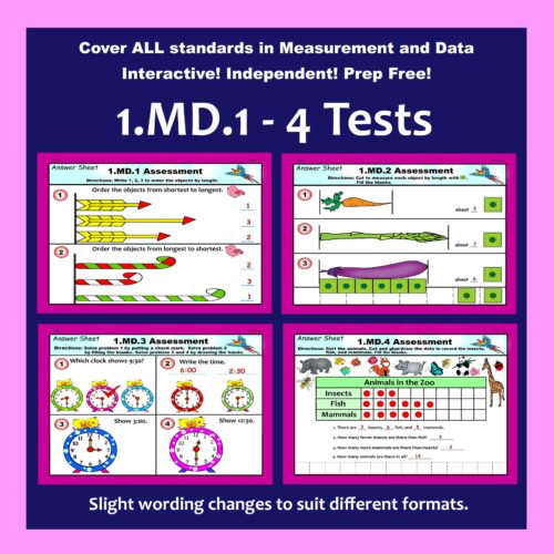 First Grade Math Measurement and Data 1.MD Tests | Made By Teachers