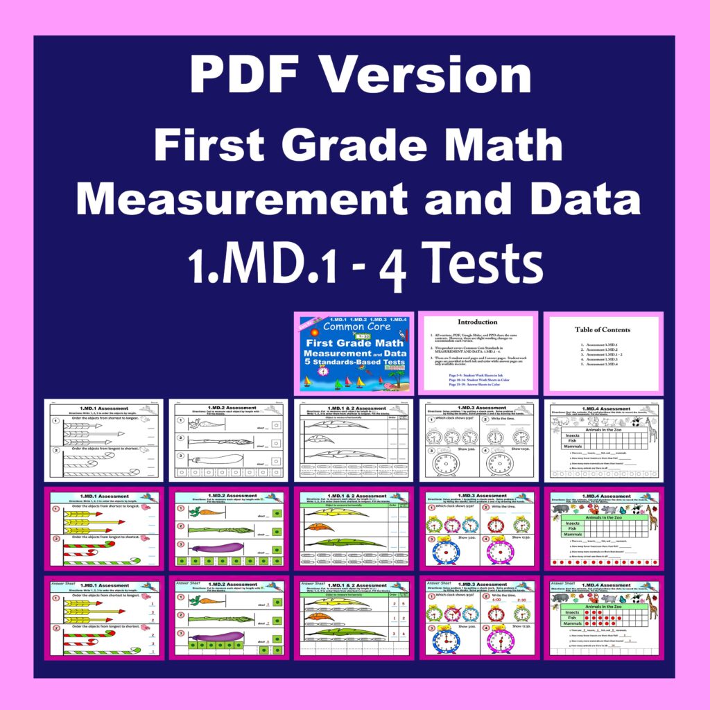 First Grade Math Measurement and Data Bundle 1.MD | Made By Teachers