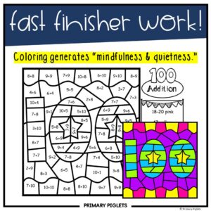 100TH DAY OF SCHOOL COLOR BY NUMBER ADDITION FACTS | 100TH DAY OF ...