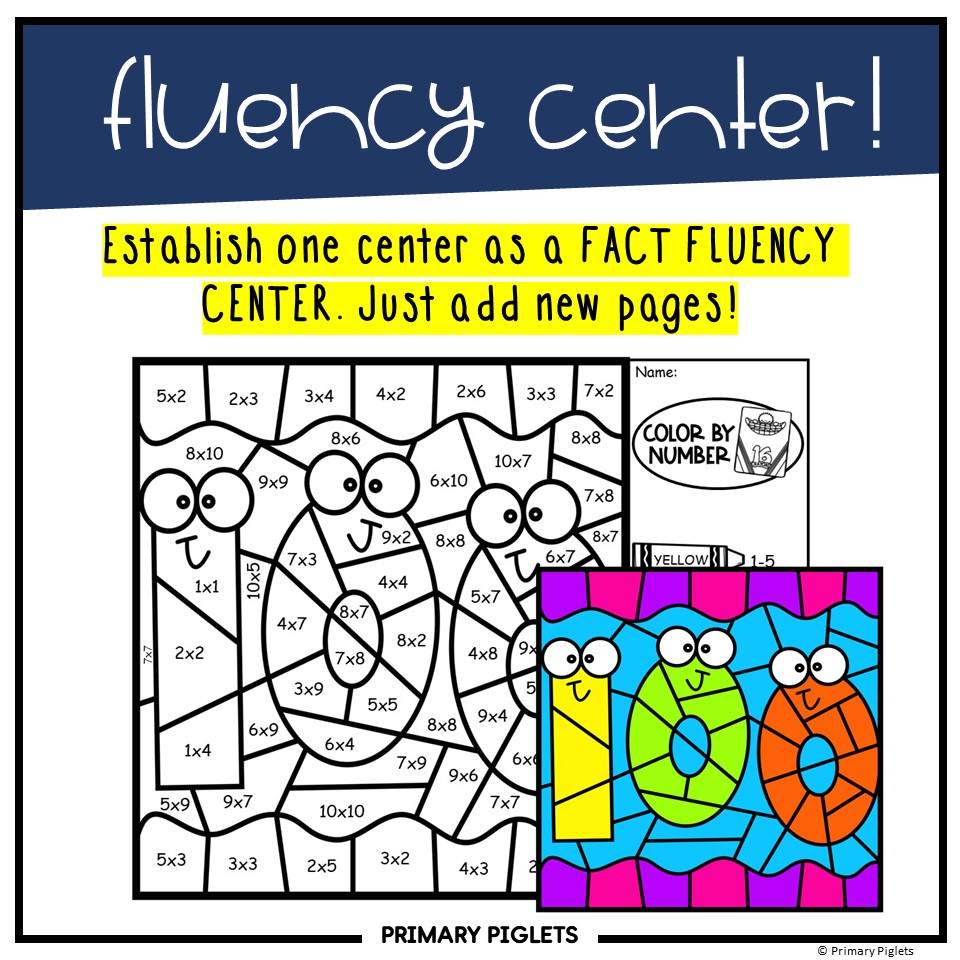 100TH DAY OF SCHOOL COLOR BY NUMBER MULTIPLICATION FACTS | 100TH DAY OF ...