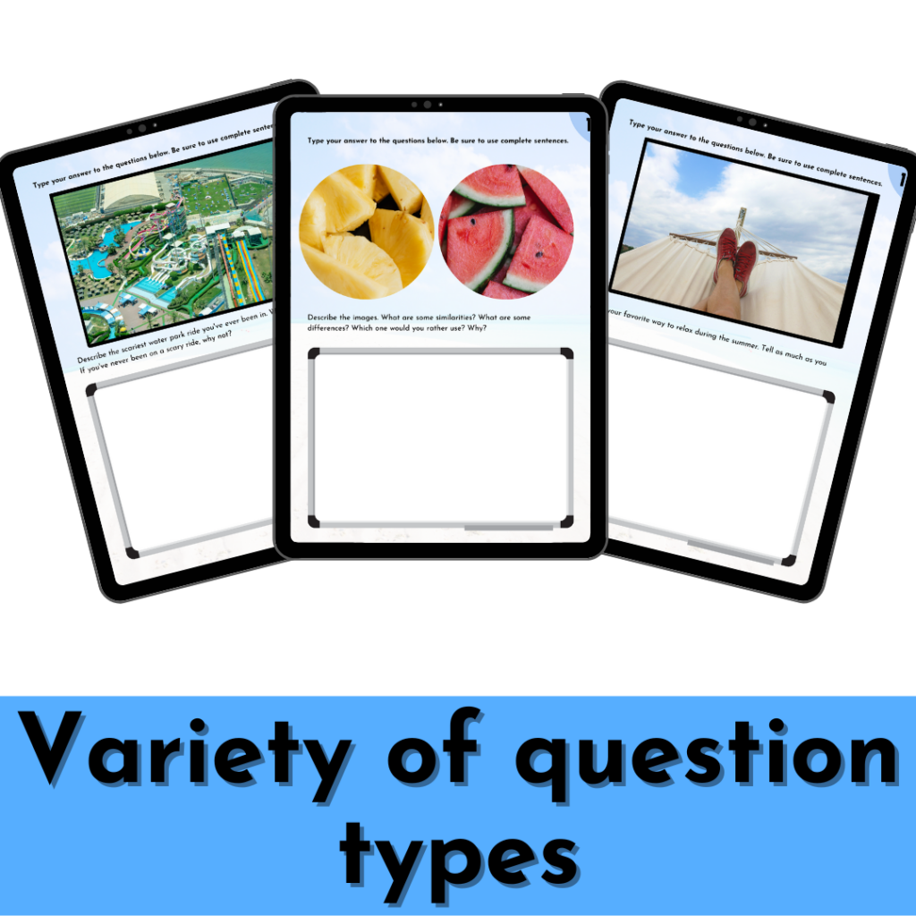 SUMMER ESL BELL RINGERS/WRITING PROMPTS W/PICTURES | Made By Teachers