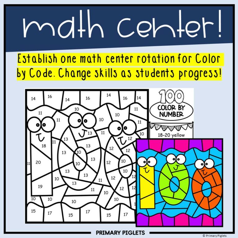 100TH DAY OF SCHOOL COLOR BY NUMBER | 100TH DAY OF SCHOOL ACTIVITIES ...