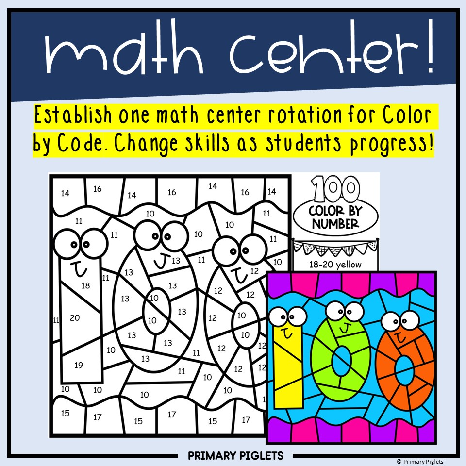 100TH DAY OF SCHOOL COLOR BY NUMBER | 100TH DAY OF SCHOOL ACTIVITIES ...