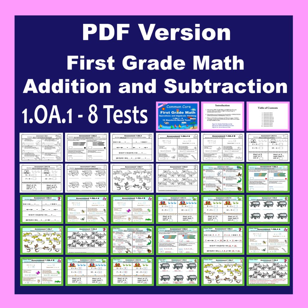 First Grade Math Common Core Tests Bundle | Made By Teachers