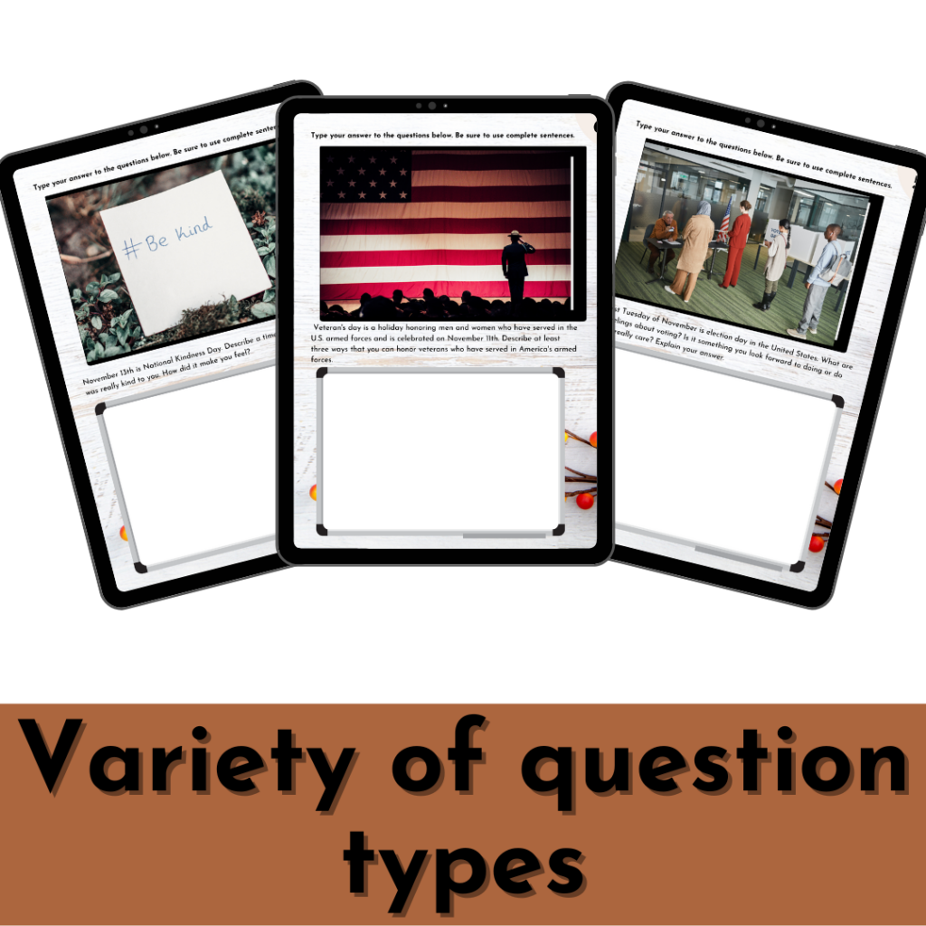 November ESL Bell Ringers/Writing Prompts w/Pictures | Made By Teachers