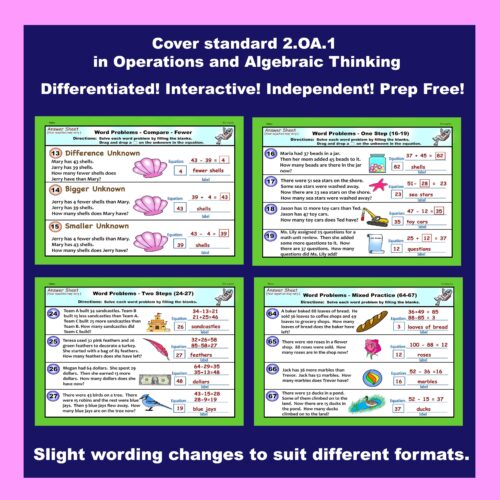 2nd Grade Math Word Problems 2.OA.1 | Made By Teachers