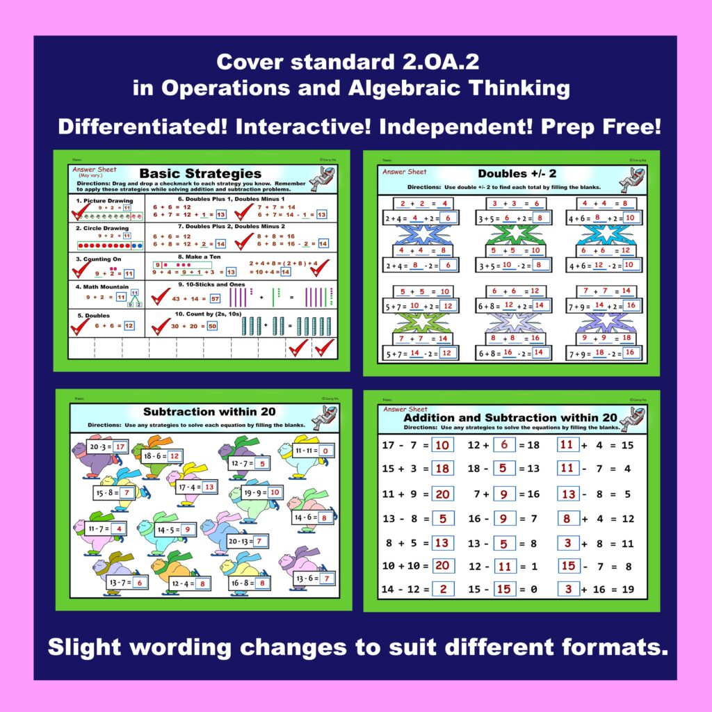 2nd Grade Math Addition Subtraction 2.OA.2 | Made By Teachers