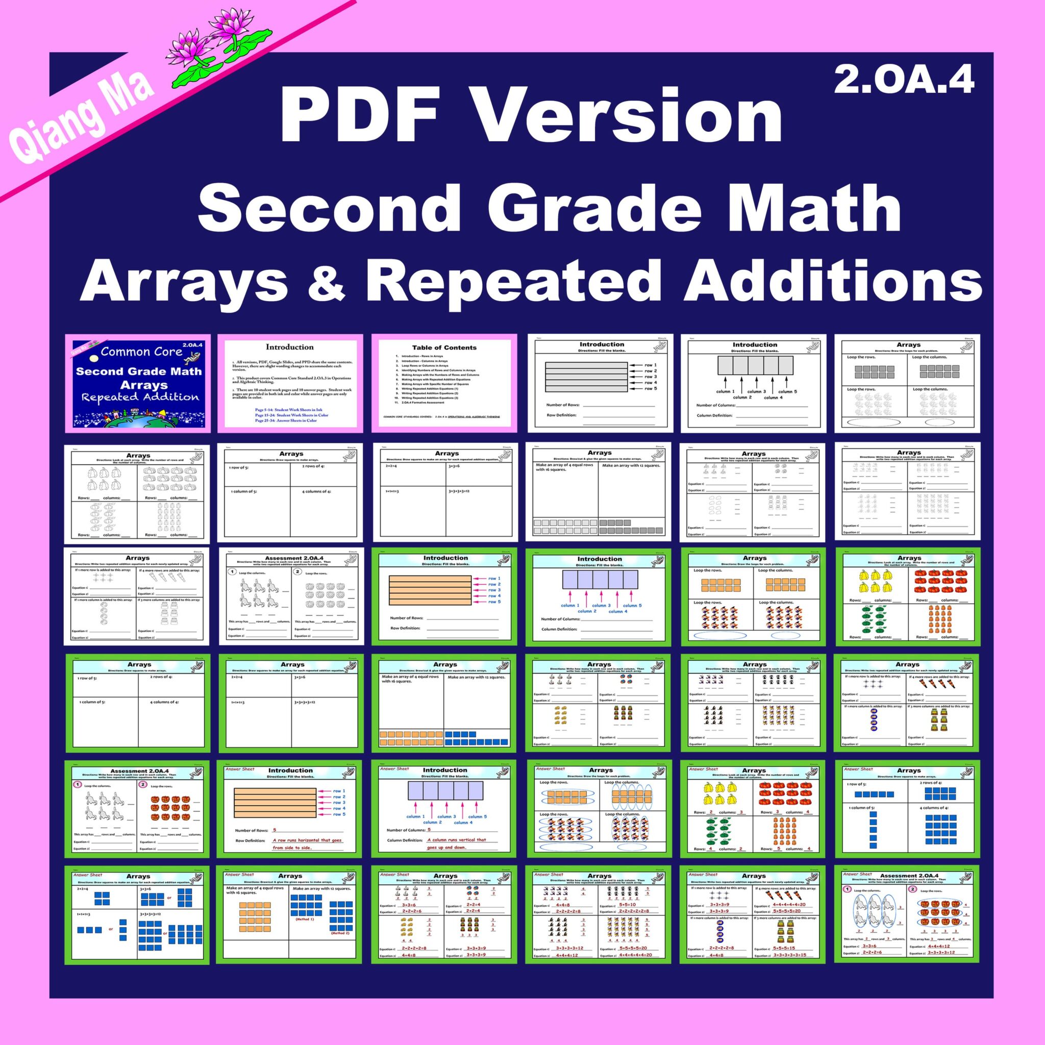 2nd Grade Math Arrays Repeated Additions 2.OA.4 | Made By Teachers