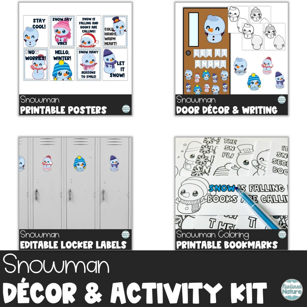 Snowman Decor and Activity Kit - Easy January Bulletin Boards, Cubby ...
