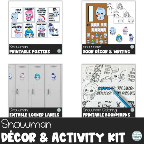 Snowman Decor and Activity Kit - Easy January Bulletin Boards, Cubby ...