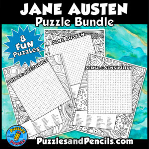 Jane Austen Word Search Puzzle Activity Page BUNDLE | 8 Wordsearch ...