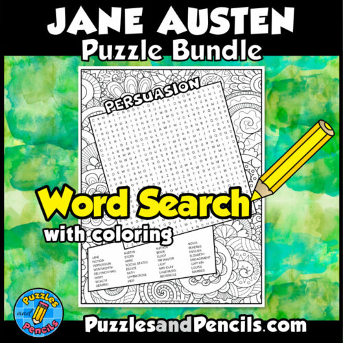 Jane Austen Word Search Puzzle Activity Page BUNDLE | 8 Wordsearch ...