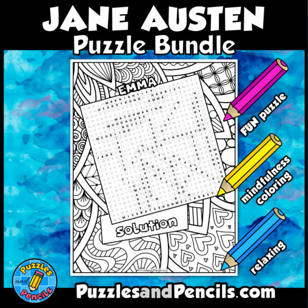 Jane Austen Word Search Puzzle Activity Page BUNDLE | 8 Wordsearch ...