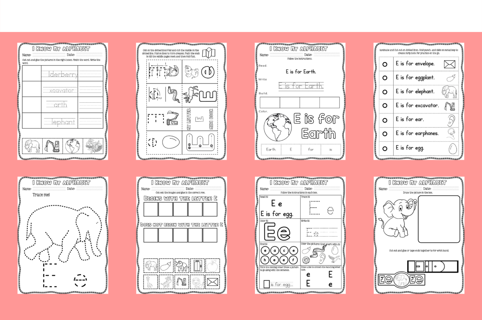 No Prep Pre-K Kindergarten Letter E Themed Activity Workbook | Made By ...