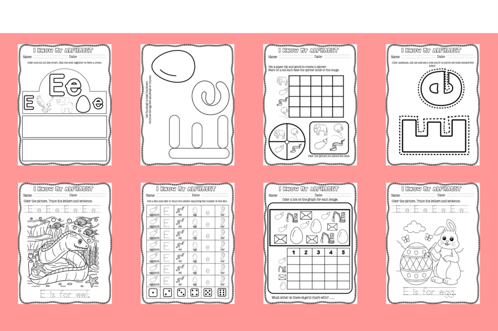 No Prep Pre-K Kindergarten Letter E Themed Activity Workbook | Made By ...