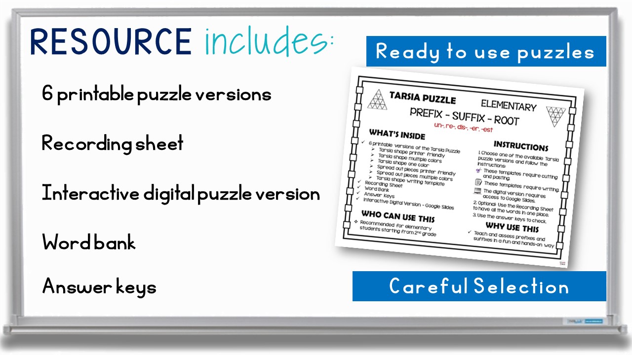 Prefix Suffix Tarsia Puzzle - Elementary Vocabulary Print and Digital ...