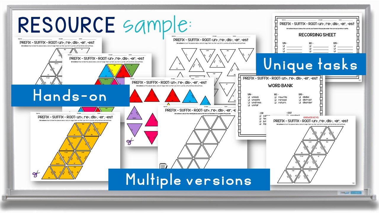 Prefix Suffix Tarsia Puzzle - Elementary Vocabulary Print and Digital ...