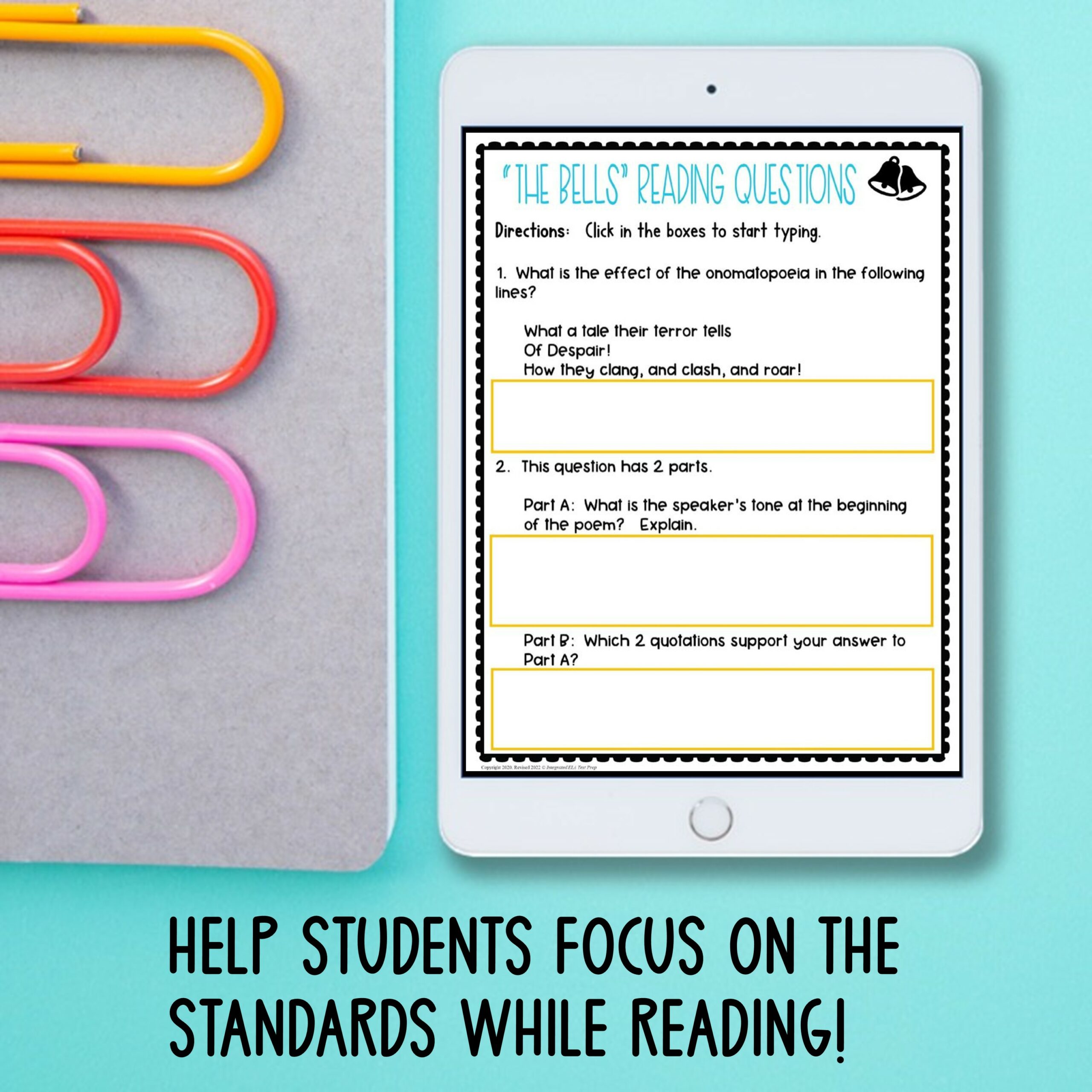 The Bells Quiz Poetry Distance Learning Google Classroom Edgar Allan ...