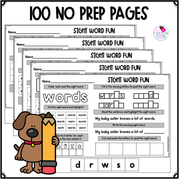 Sight Word Practice - Fry Words 1-100 - No Prep Worksheets | Made By ...