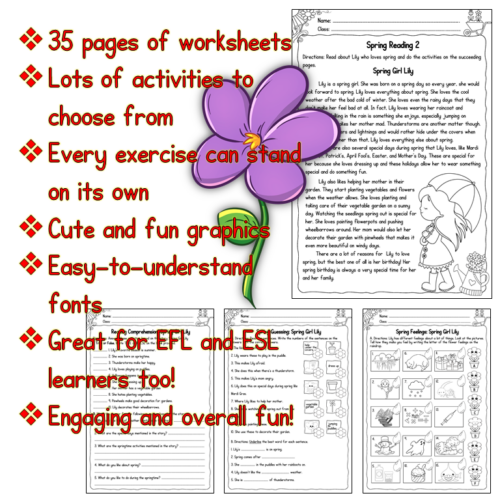 No-Prep ELA Spring Worksheets - Made By Teachers