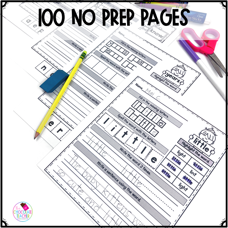 Sight Word Practice - Fry Words - No Prep Worksheets - Words 101-200 ...