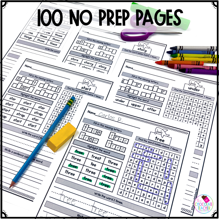 Sight Word Practice - Fry Words 201-300 - No Prep Worksheets | Made By ...