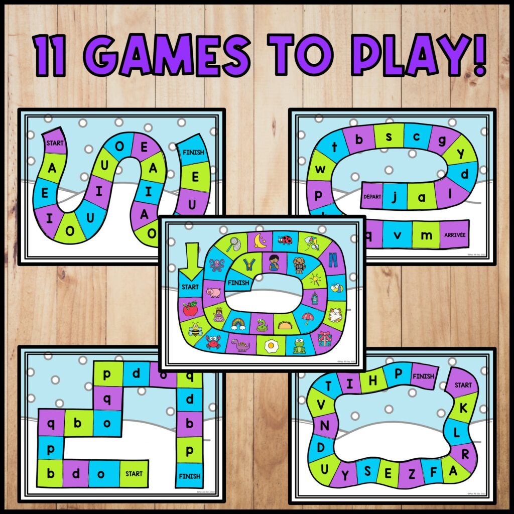 Winter Alphabet Board Games | Letter Recognition and Initial Sounds ...