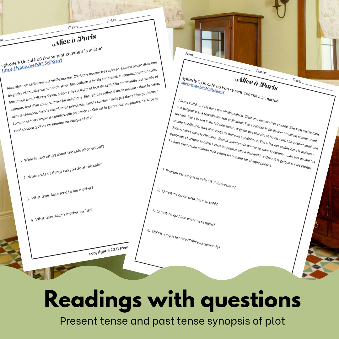 Activities to accompany Alice in Paris Season 1 Episode 1 | Made By ...