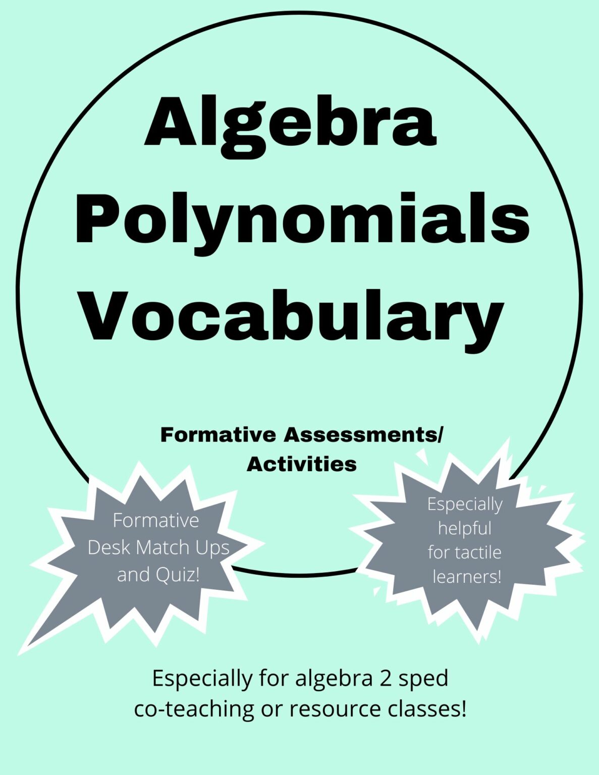 Algebra Polynomials Math Vocabulary Desk Matchups 2 Activity High ...