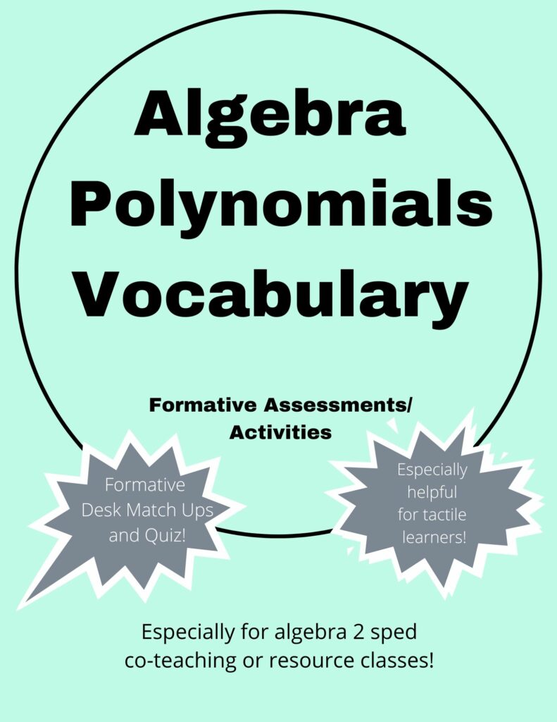 Algebra Polynomials Math Vocabulary Desk Matchups 2 Activity High ...