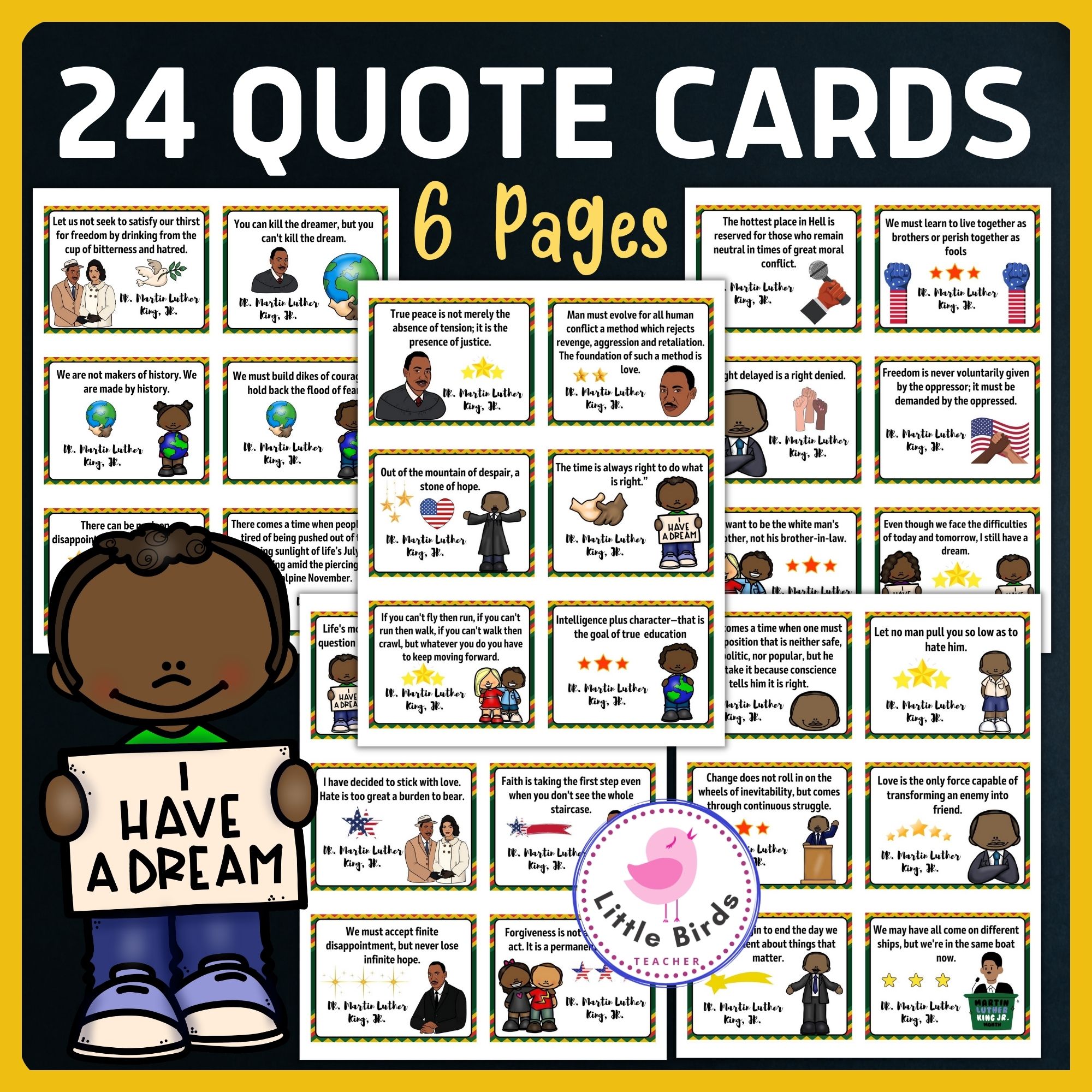 Martin Luther King JR 34 Inspirational Quote Cards | Made By Teachers