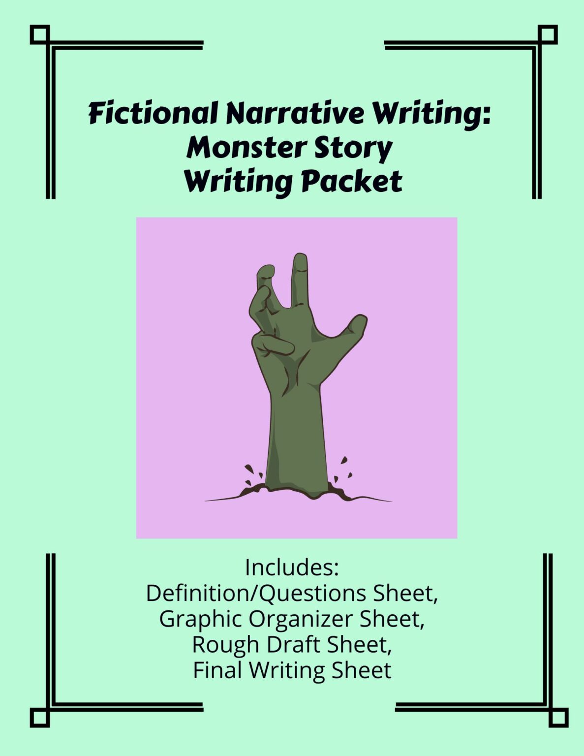 Monster Story - Fictional Narrative Writing Packet Organizer High ...