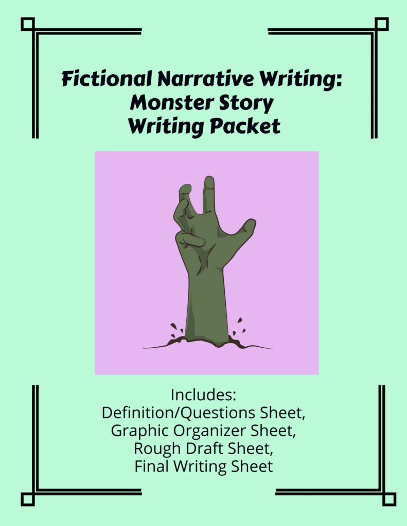 Monster Story - Fictional Narrative Writing Packet Organizer High ...