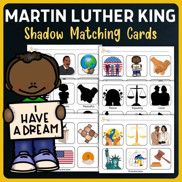 Martin Luther King JR Shadow Matching Cards | MLK Day Montessori ...