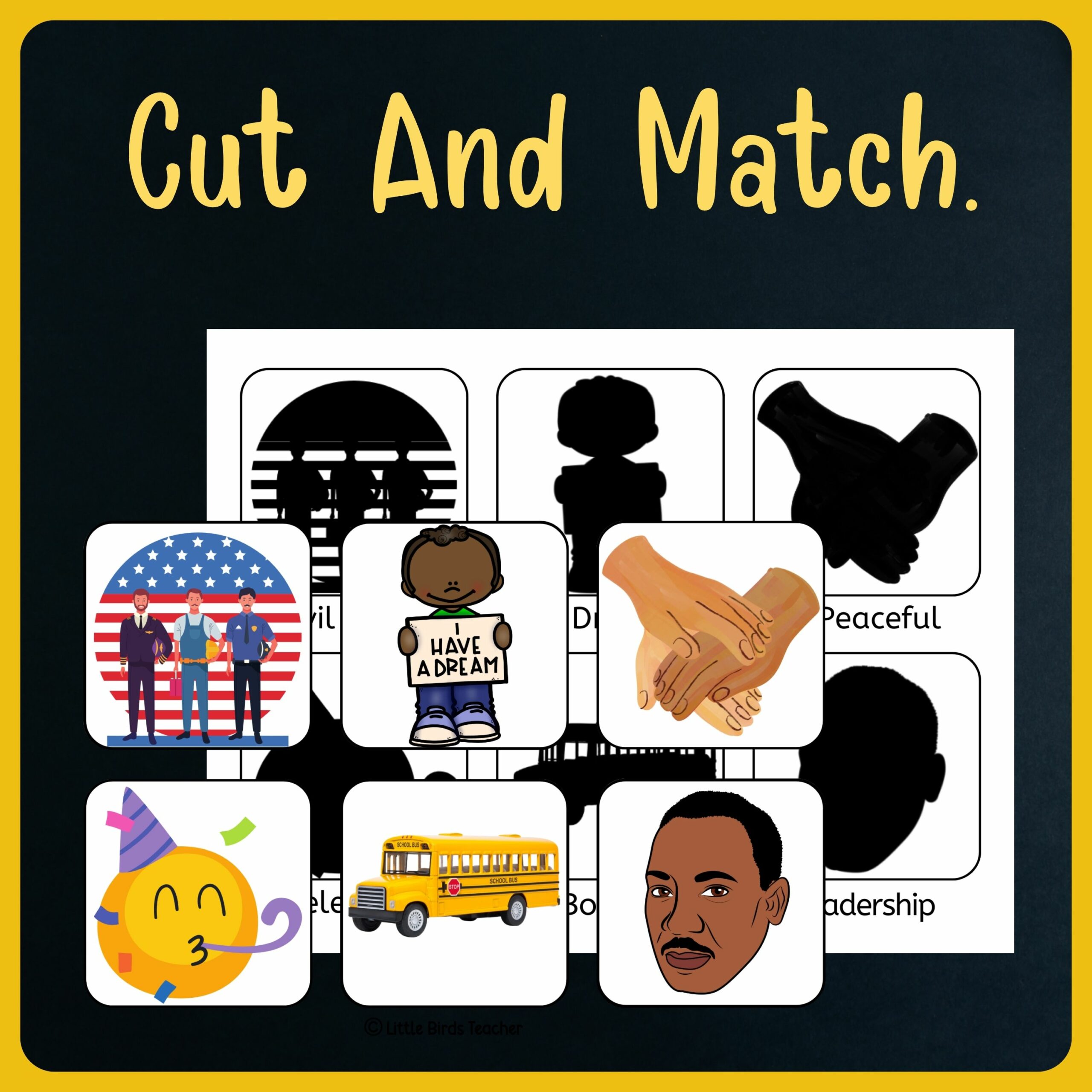 Martin Luther King JR Shadow Matching Cards | MLK Day Montessori ...