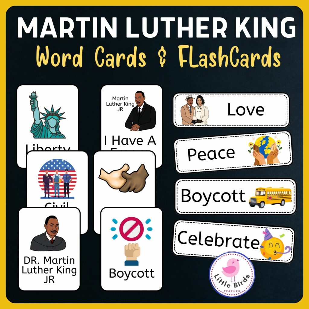 Martin Luther King JR Word Cards | MLK JR Day Flashcards | Made By Teachers