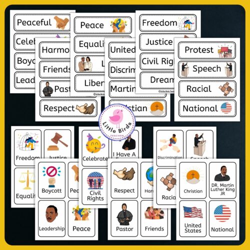 Martin Luther King JR Word Cards | MLK JR Day Flashcards | Made By Teachers