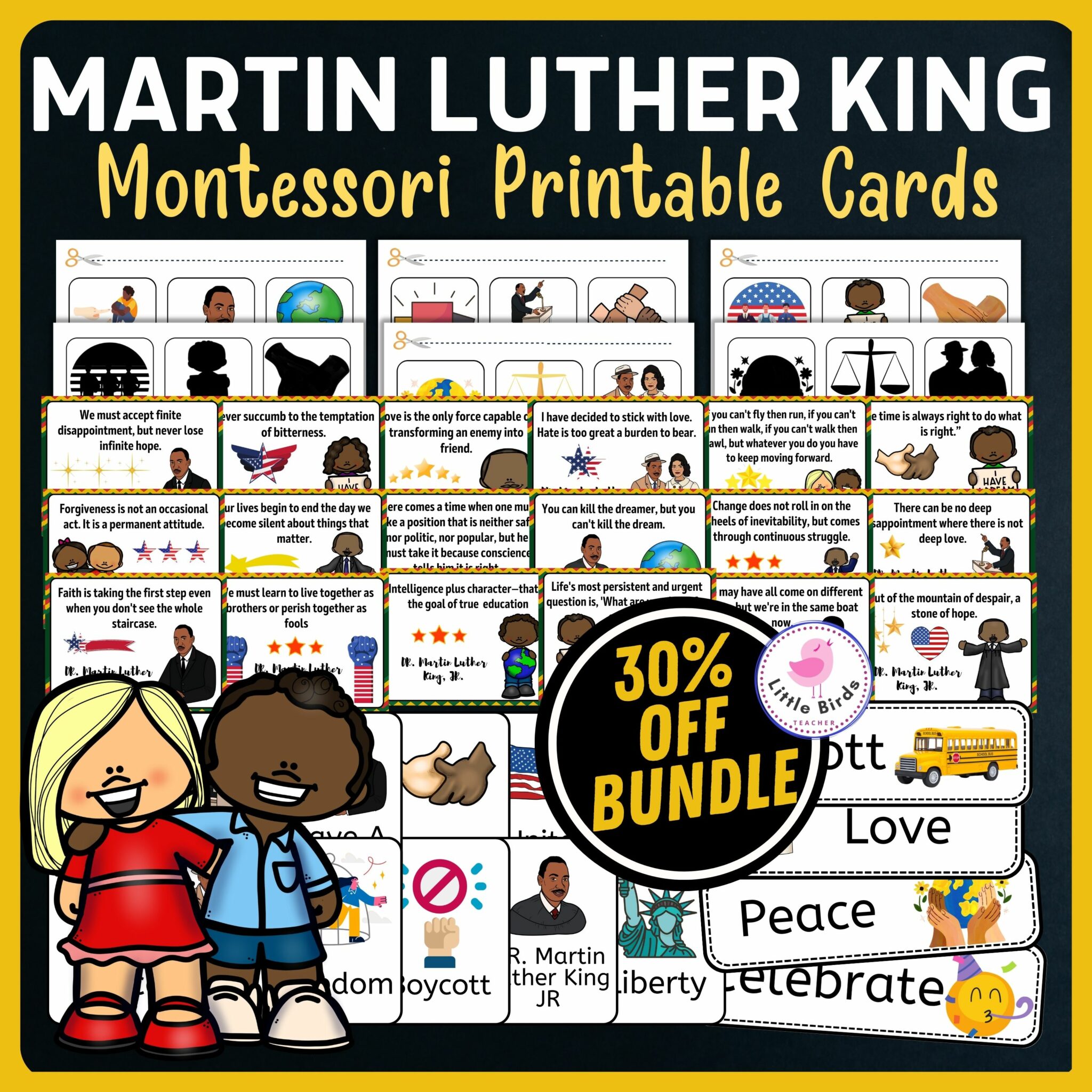 Martin Luther King JR Montessori Printable Cards BUNDLE | Made By Teachers