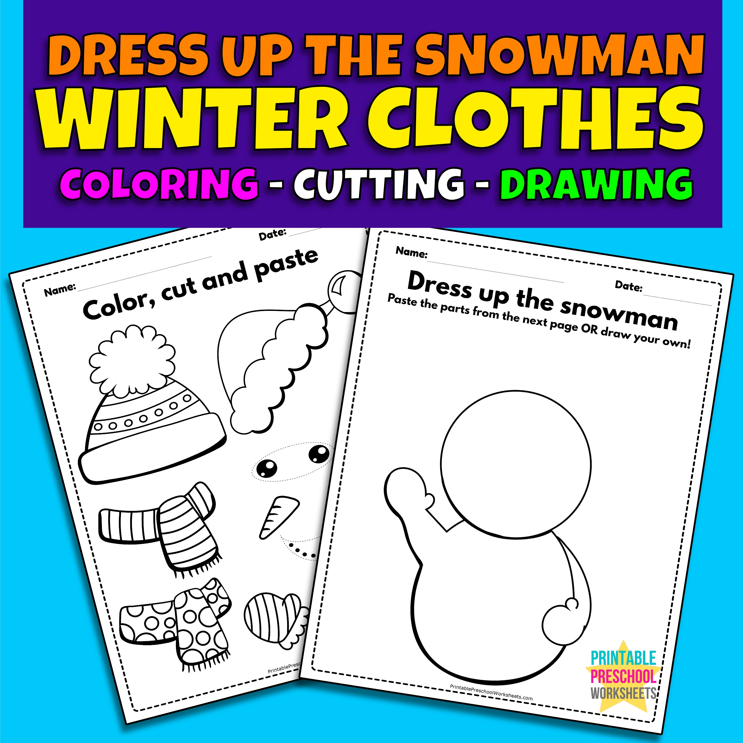 Winter Clothes | Build a Snowman | Coloring - Cutting - Tracing ...