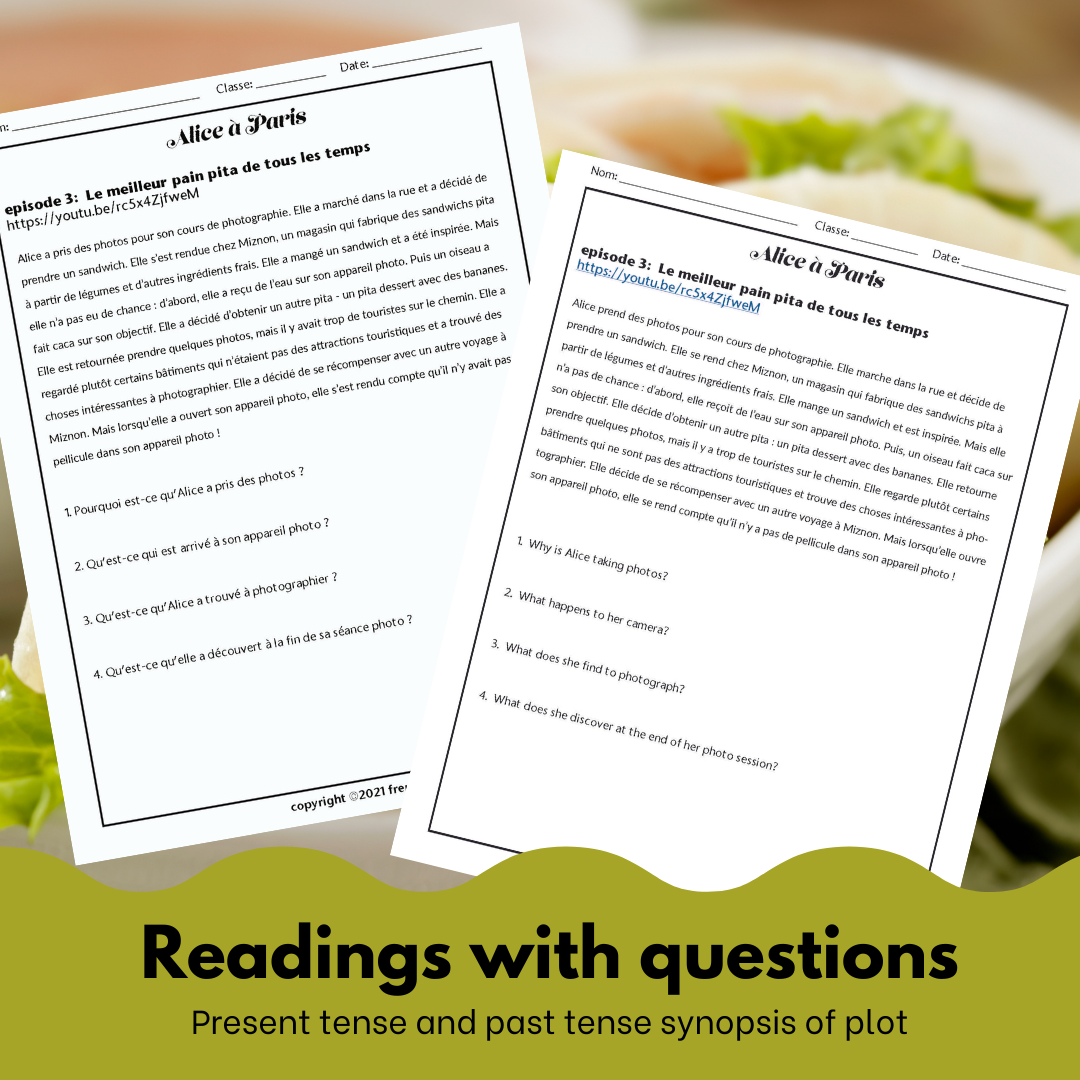 Activities to accompany Alice in Paris Season 1 Episode 3 | Made By ...