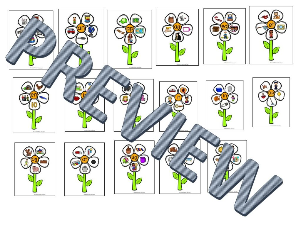 Kindergarten Decoding Word Family Flowers Set | Reading CVC Short Vowel ...