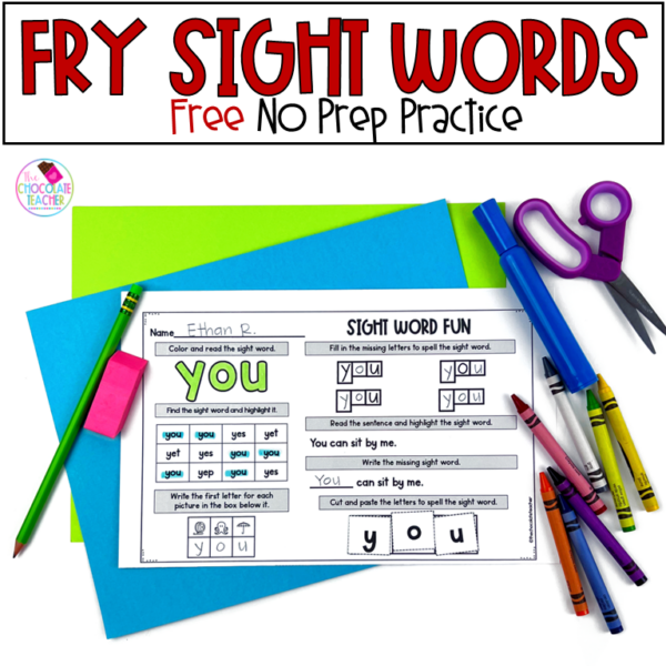 Sight Word Practice - Fry Words - No Prep Worksheets - FREE | Made By ...